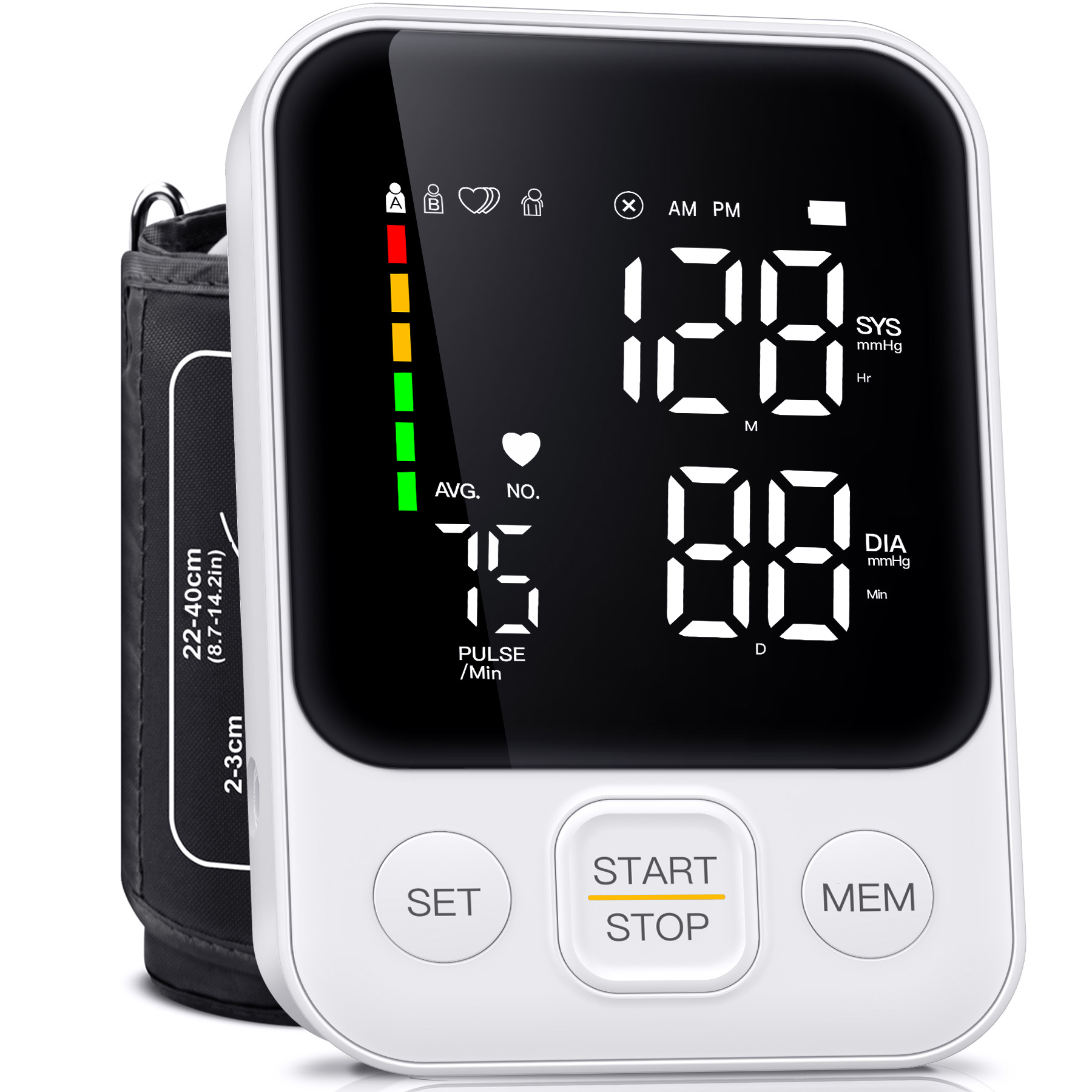 C02-White Blood Pressure Monitor Upper Arm Blood Pressure Monitors for Home Use BP Machine